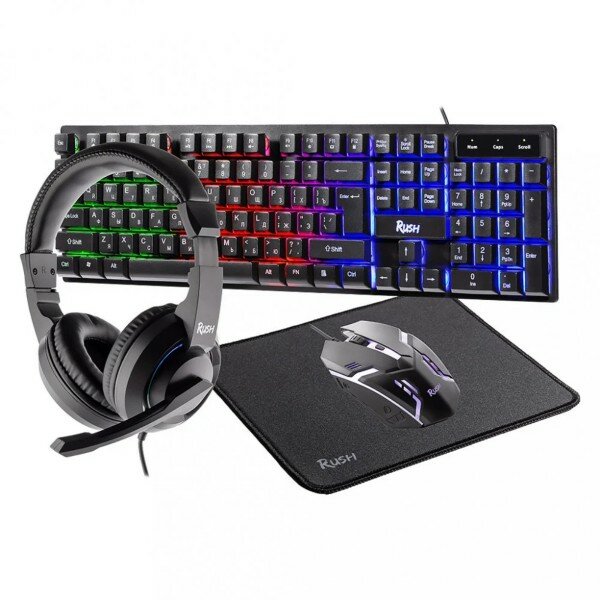 Комплект игровой клавиатура+мышь+гарнитура+коврик Smartbuy F12 черный (SBC612GK)