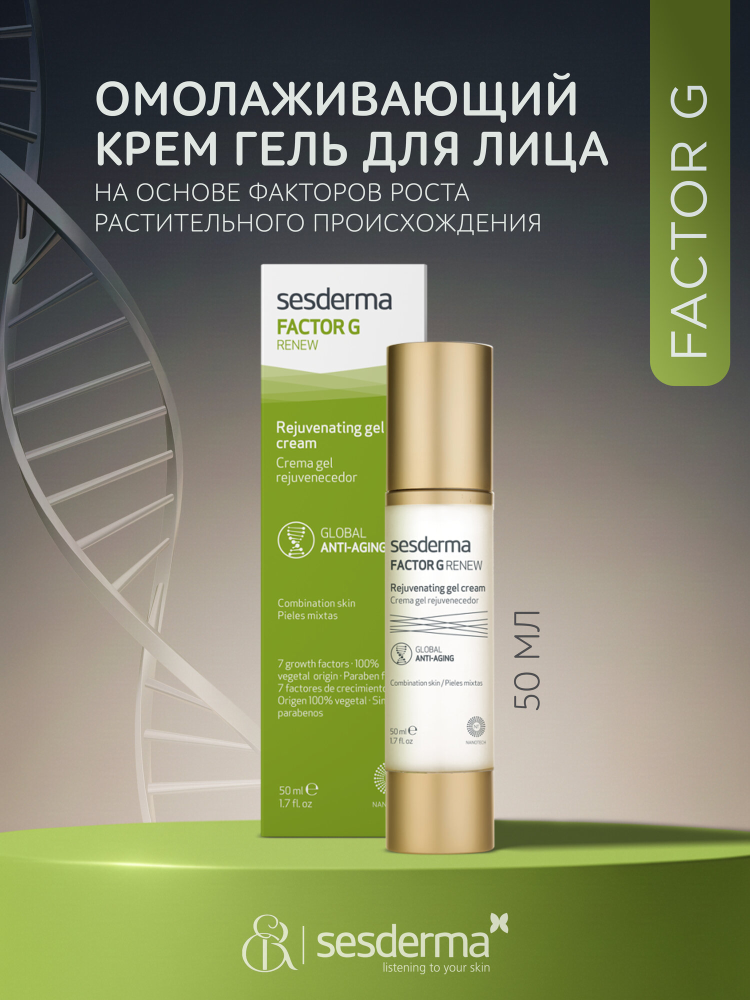 SesDerma / Factor G Renew – Омолаживающий крем-гель / Rejuvenating Gel Cream, 50 мл