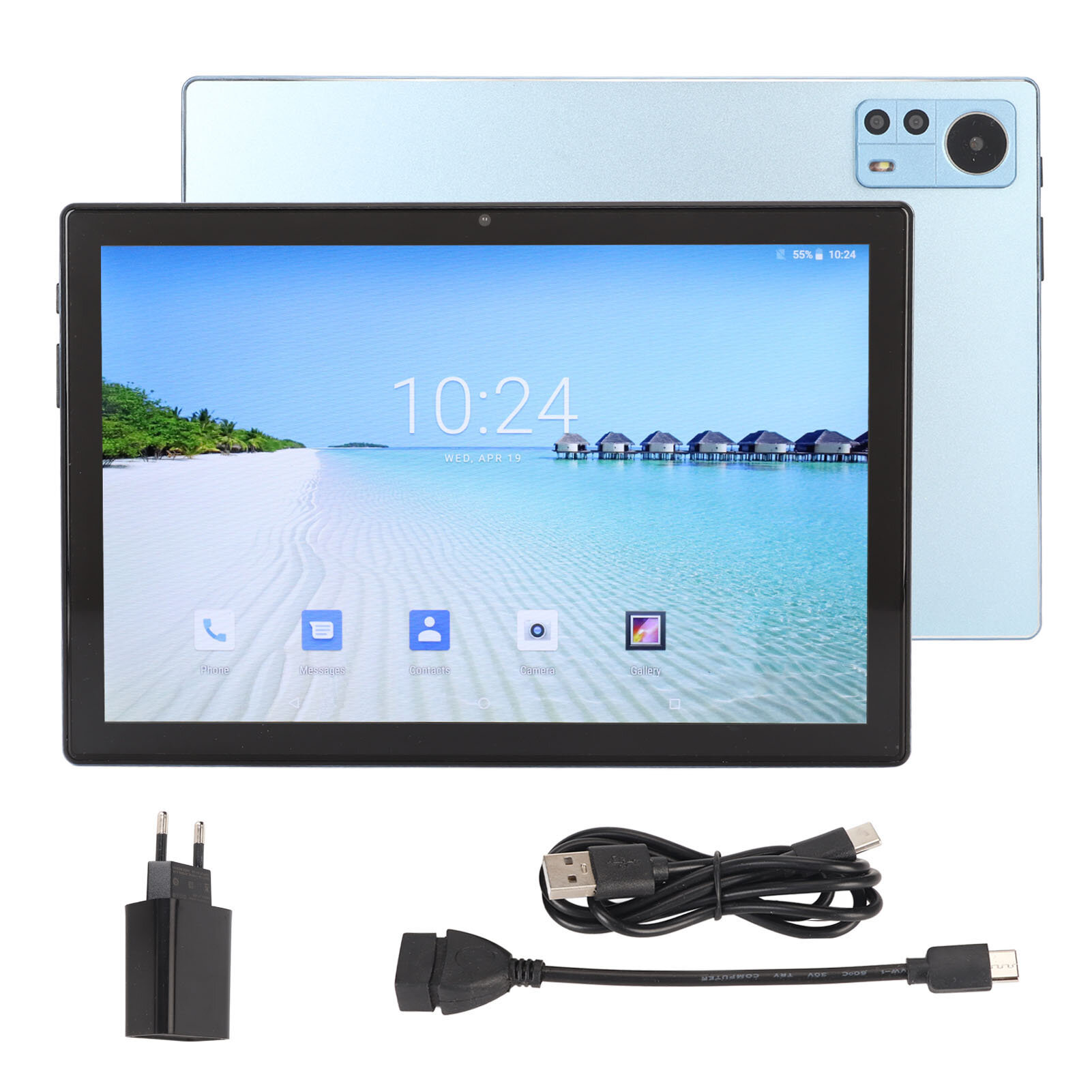 Планшет 10,1 дюйма: Android 8.1, 2/32 ГБ, 2.4G/5G WiFi, 8ядерный, 5/13 Мп, 4G, 100240В EU, синий