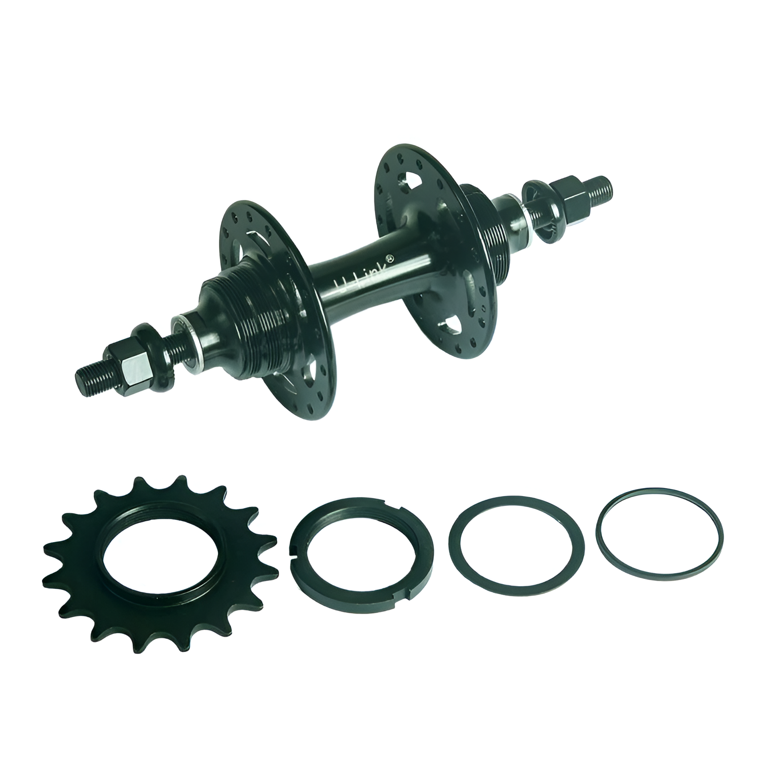 Втулка задняя U-Link GL-B32R-SB-1S-32BK, сингл/фикс, на 32 спицы, OLD 114 мм, ось 119 мм, звезда 16Т