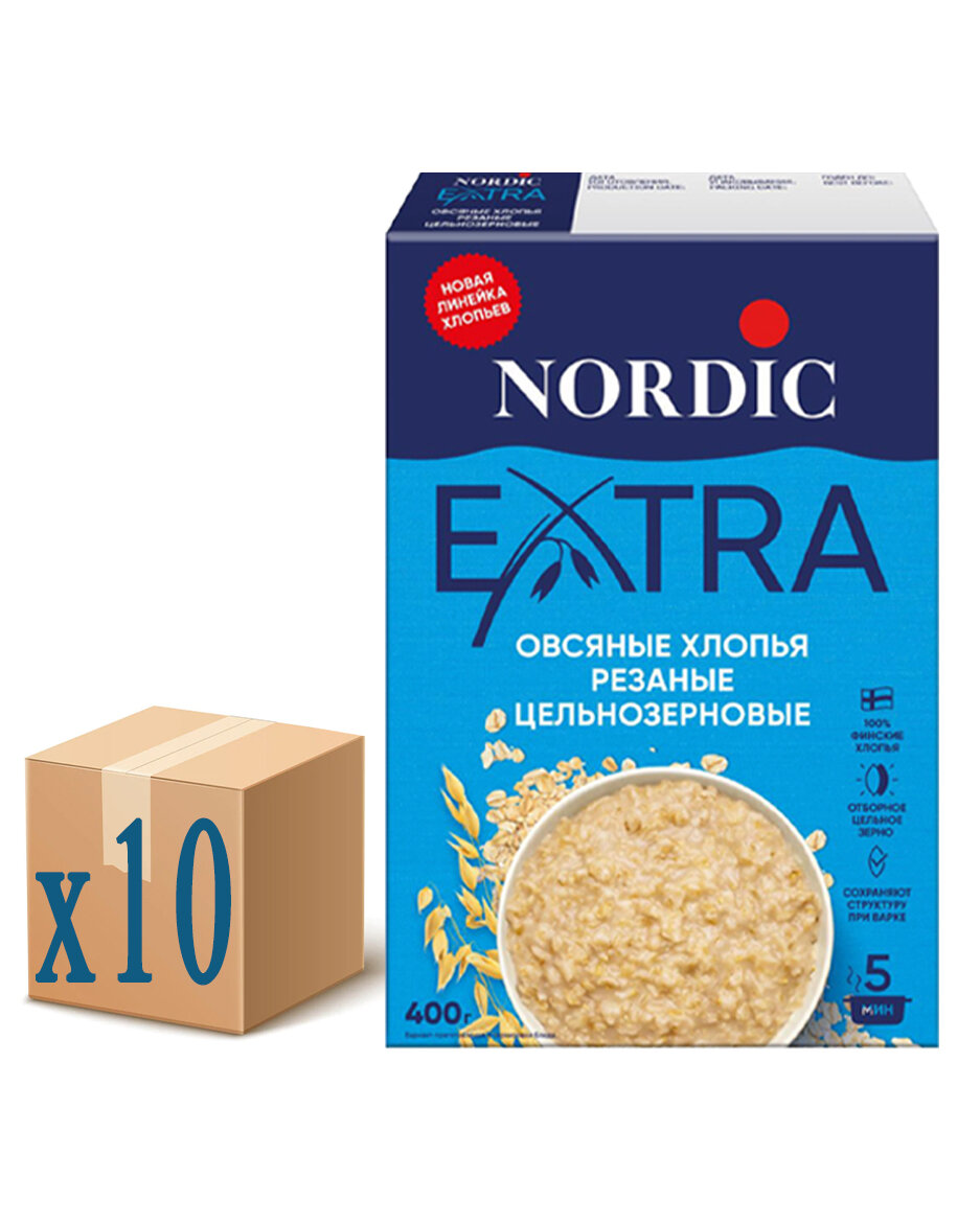 Nordic овсяные хлопья 5 минут варки, 400г х 10шт