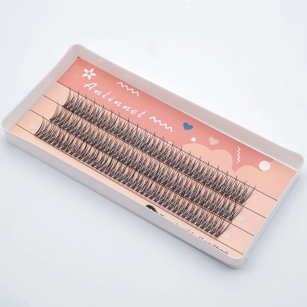 Anlinnet 14mm черные кластерные ресницы "ласточкин хвост"