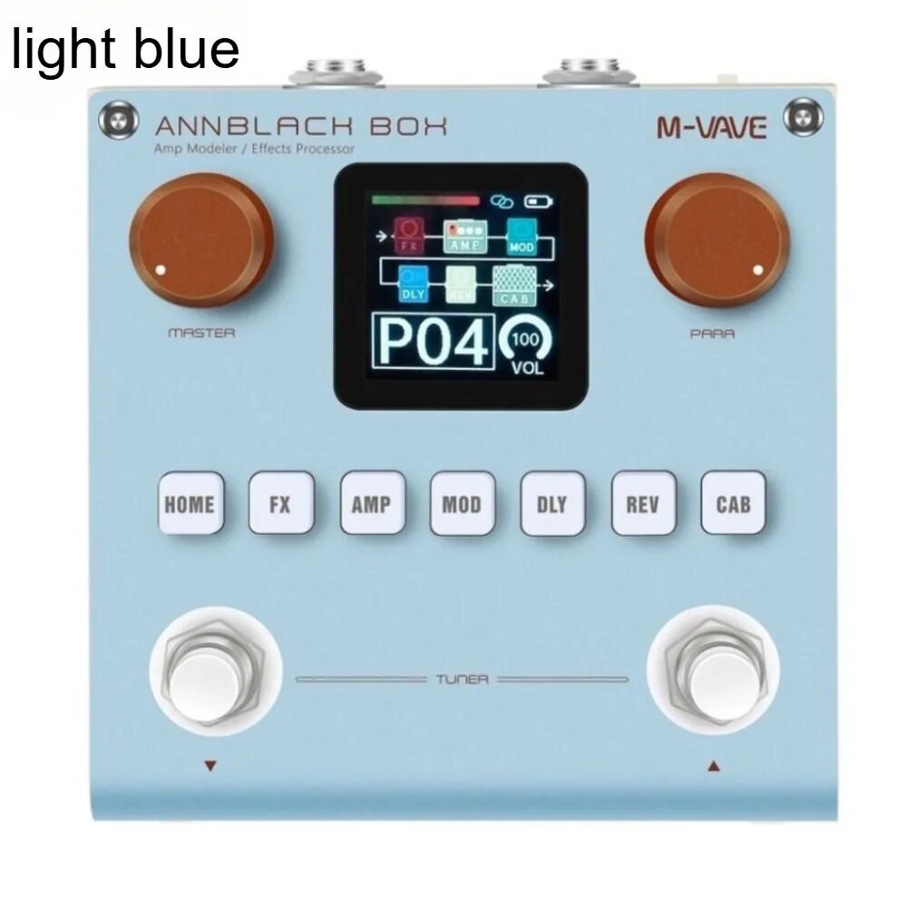 M-VAVE BLACKBOX Мультиэффектный Аудиопроцессор Для Гитары -- Частота Дискретизации 44,1 КГц/24 Бит, 6+1 Одновременных Эффектов И Аккомпанемент В Стиле Фристайл (Blue)