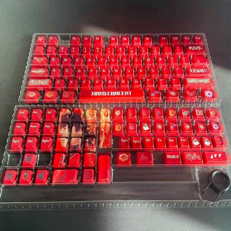 Кейкапы Hua Chenyu в тематике Mars Red, оригинальная заводская высота, 130 клавиш, небольшой полный комплект, PBT сублимационная печать.