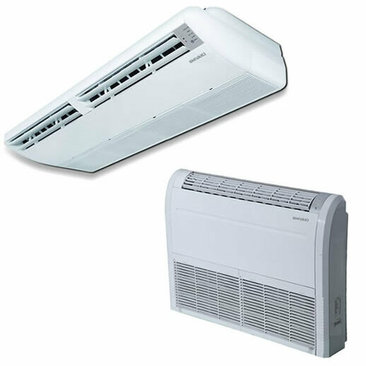 Напольно-потолочная сплит-система Shivaki SFH-489BE, кондиционер для помещений на 140 кв. м, пульт ДУ в комплекте