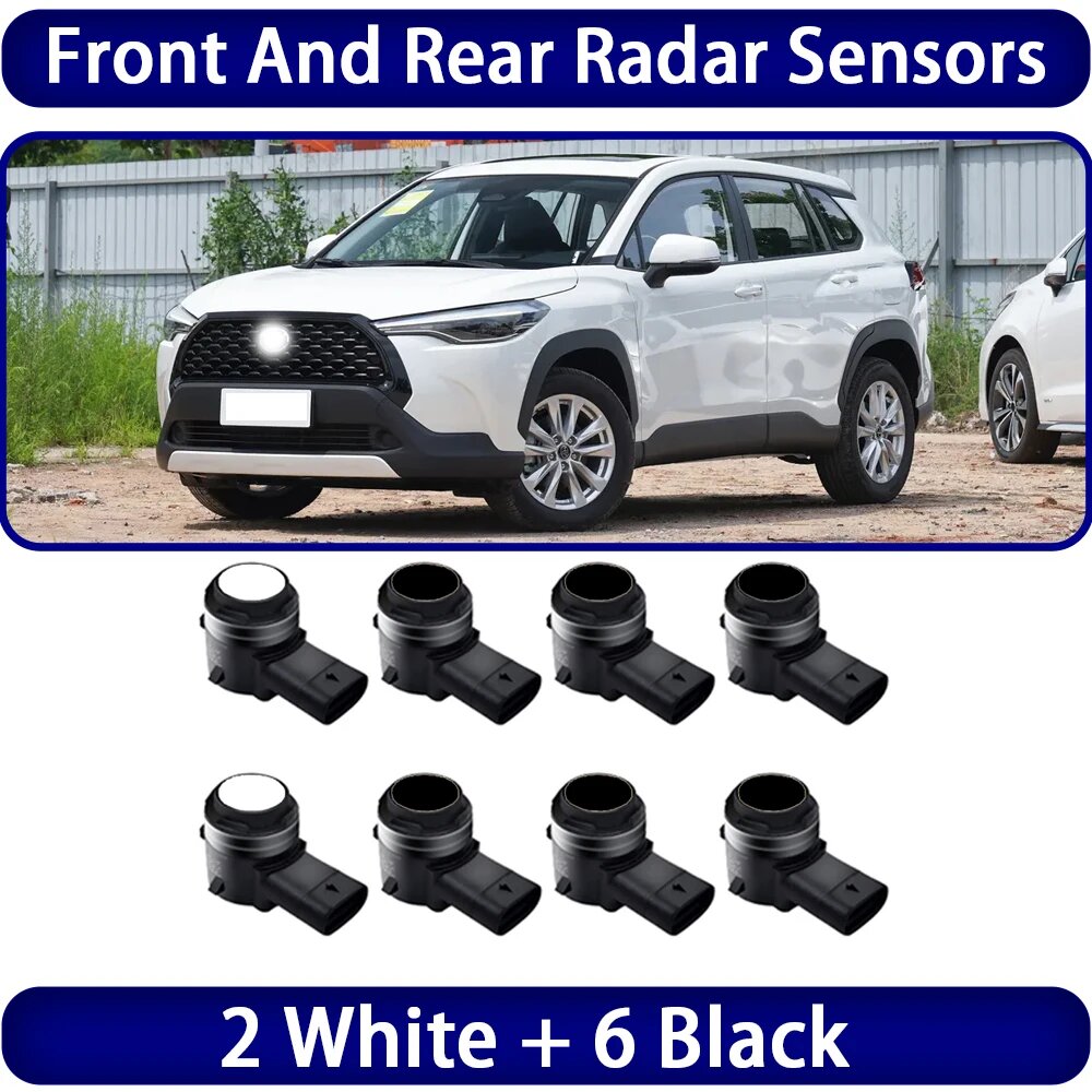 Комплект датчиков парковки ZhuCamX OEM с зуммером и радаром заднего хода для Toyota 2 White 6 Black