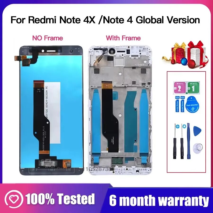 Оригинальный ЖК-дисплей 5,5 дюйма для Xiaomi Redmi Note 4, глобальная версия, Snapdragon 625, ЖК-дисплей, дигитайзер сенсорного экрана для Redmi Note 4X
