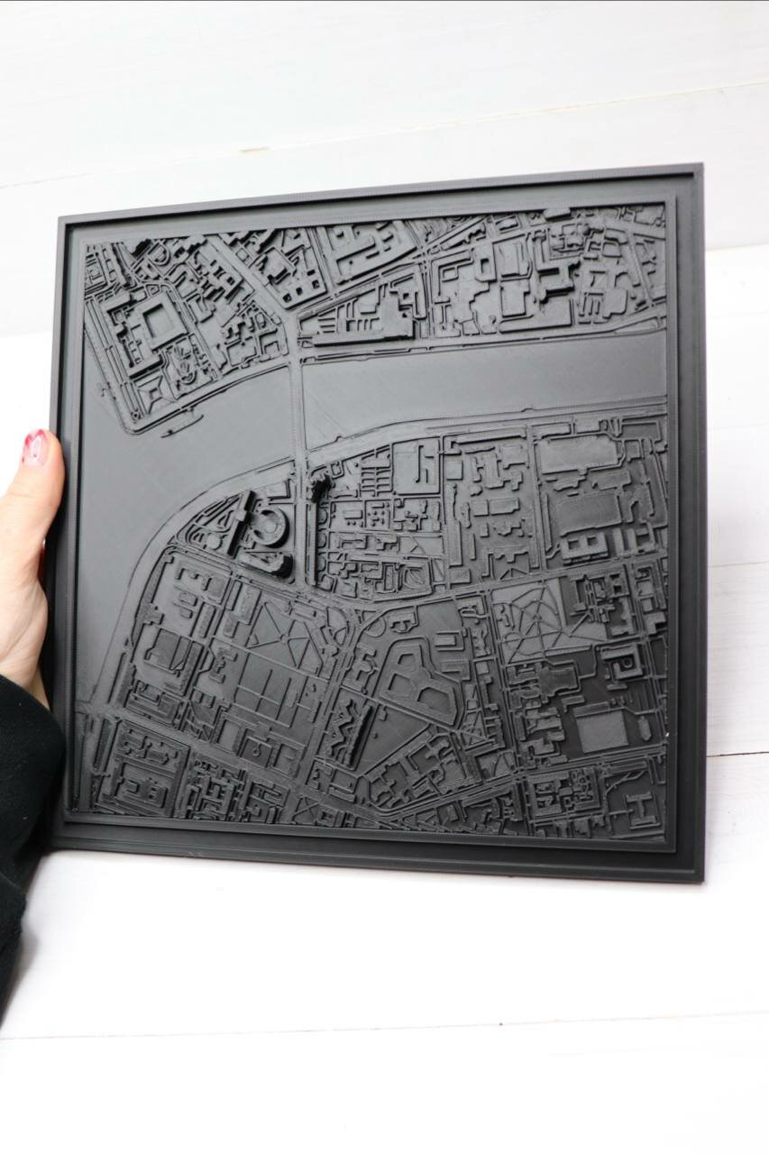 Картина город 3D Санкт-Петербург Петроградская набережная 24х24см настенная, черный