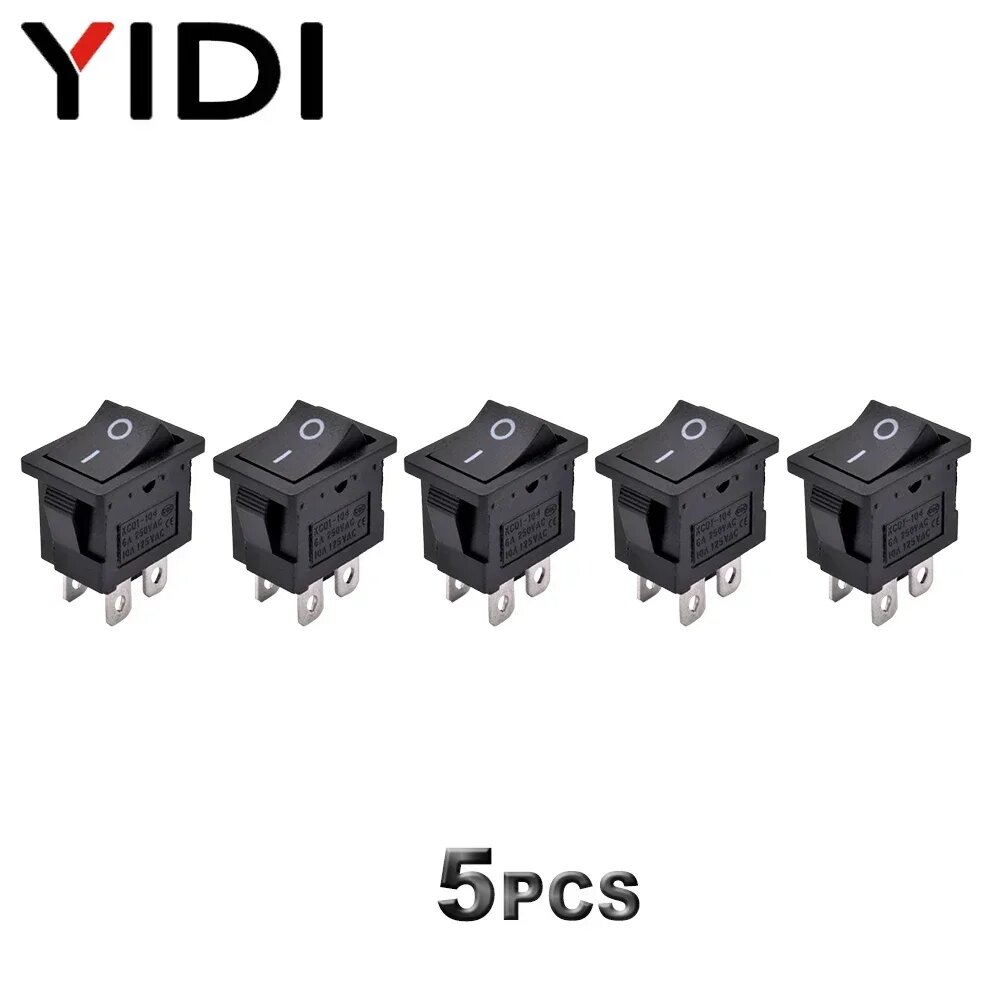 YIDIELE Кнопочный переключатель KCD1-104 12/220В 4 контакта красный черный