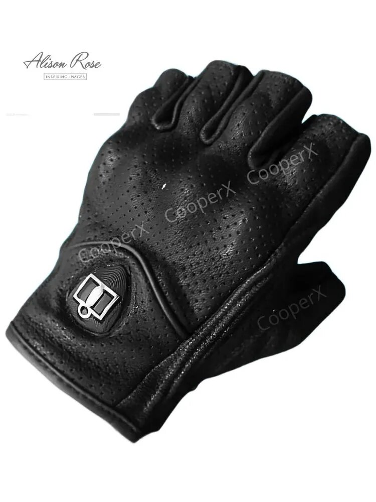 Мотоперчатки кожаные без пальцев черные L для езды на мотоцикле