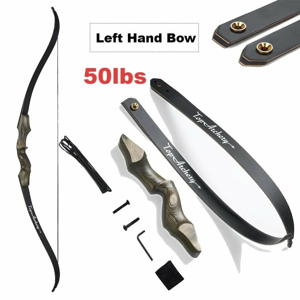 Рекурсивный лук для стрельбы из левого лука весом 50 фунтов и длиной 60 дюймов. Технология деревянной рукояти для взрослых.
