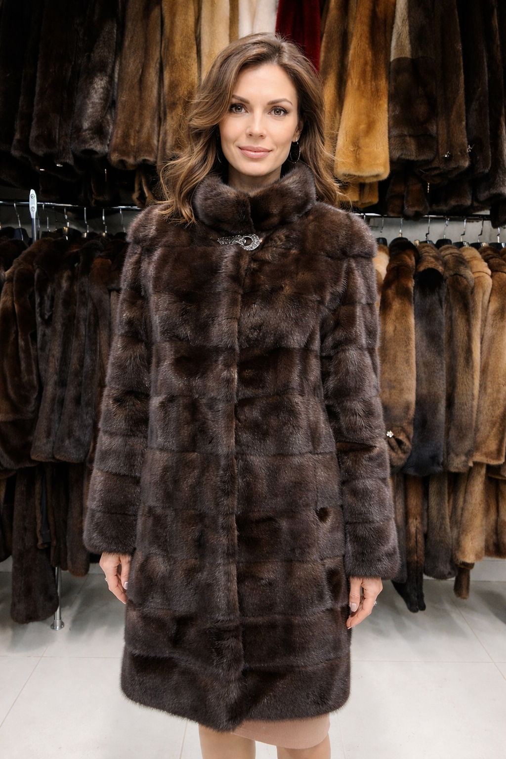 Шуба. Норка натуральная. Поперечная 42-44 р.