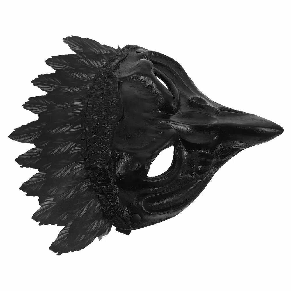 Черная маска вороны из искусственной кожи для костюмированной вечеринки