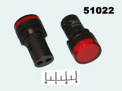 Лампа 12-24V в плафоне LED красная AD16-22DS