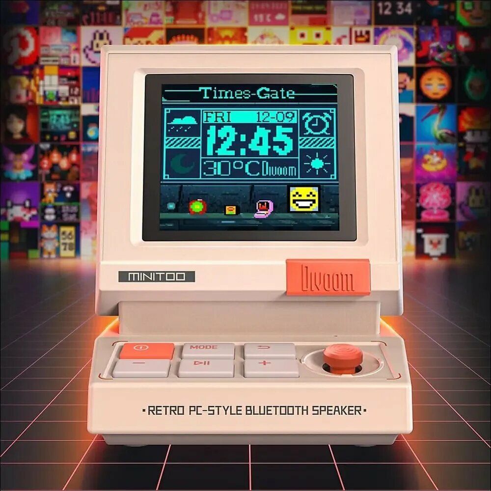 Мини блютуз музыкальная колонка MiniToo Retro с LED экран, беспроводная колонка портативная, 5W, Bluetooth 5.3/ USB-C / TF