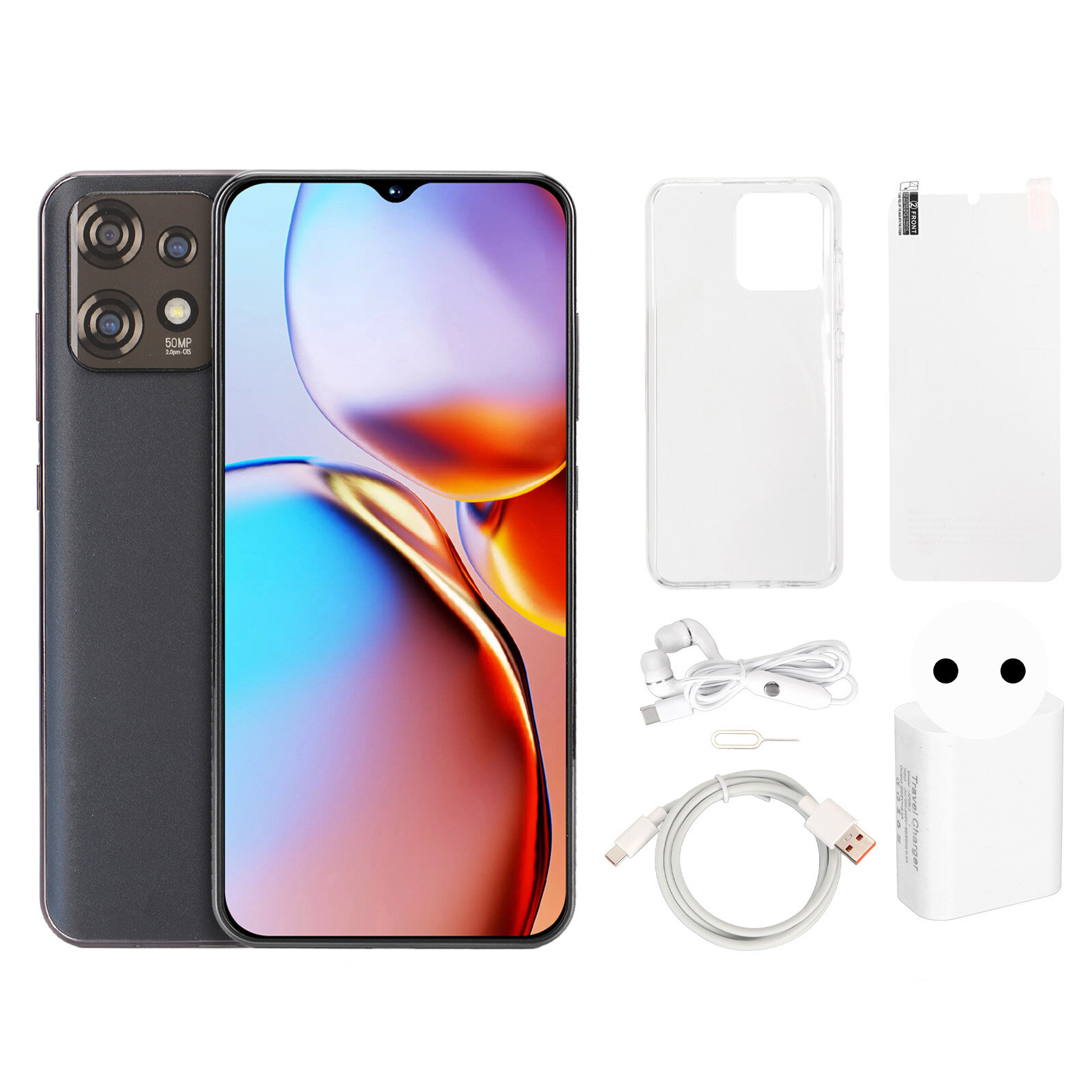 Разблокированный смартфон 4G: два слота SIM, 12 ГБ ОЗУ, 256 ГБ ПЗУ, 6.54дюймовый IPS HD экран, основ