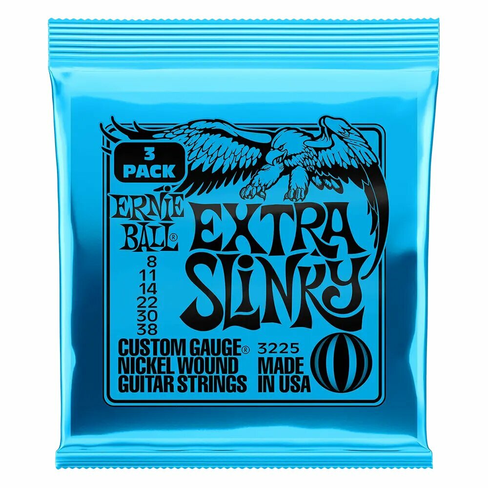 Струны для электрогитары ERNIE BALL 3225 Nickel Slinky Extra 3 Pack 8-38