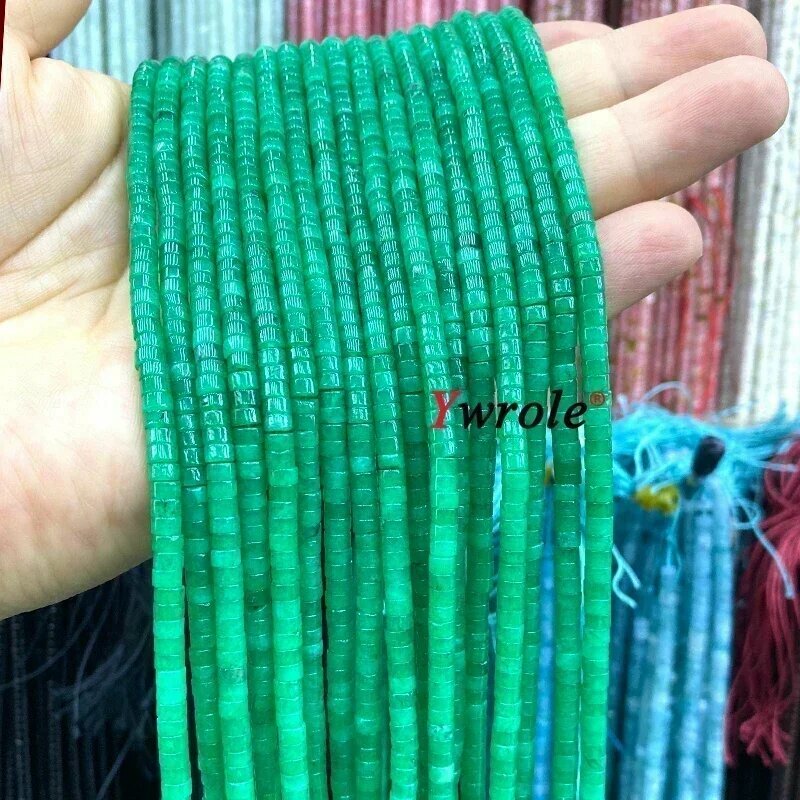 Бусины из халцедона красный рубин 2x4 мм YWROLE Изумрудный, 4x2mm 72-75pcs, green