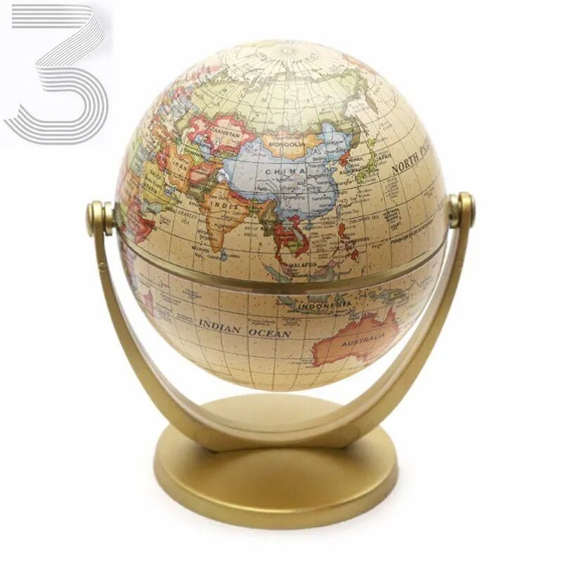 ГлобусXL Ретро-глобус политический золотистый настольный для обучения и декора