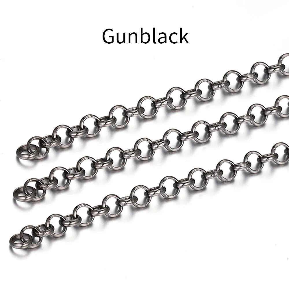 Медные цепочки Ailimi золотистого цвета 2 м 3.2/4.8/5.8 мм Серый, 3.2mm width, Gunblack-2Meters