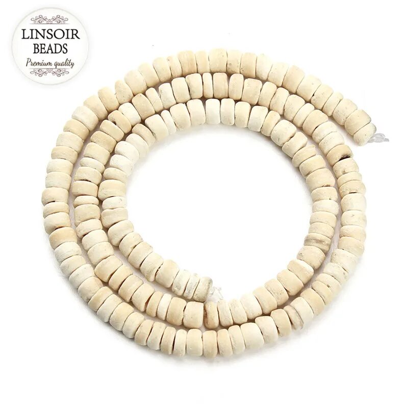 Деревянные бусины Linsoir Beads 5/8/10 мм белые/черные Бежевый, 8mm 330Pcs, White