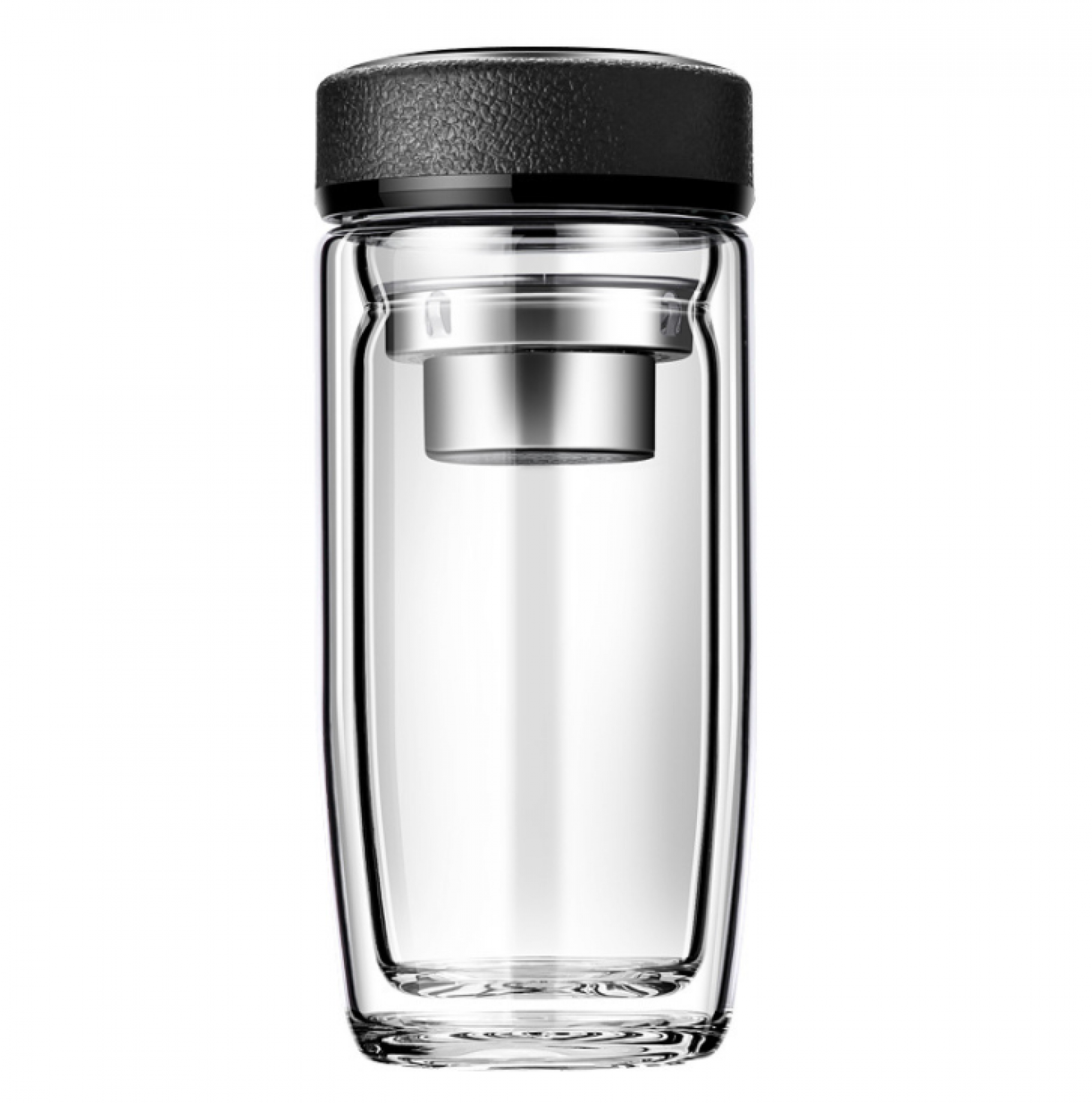 Термокружка MyPads M-BLB0001 двухслойная боросиликатная стеклянная с герметичной крышкой и ситечком