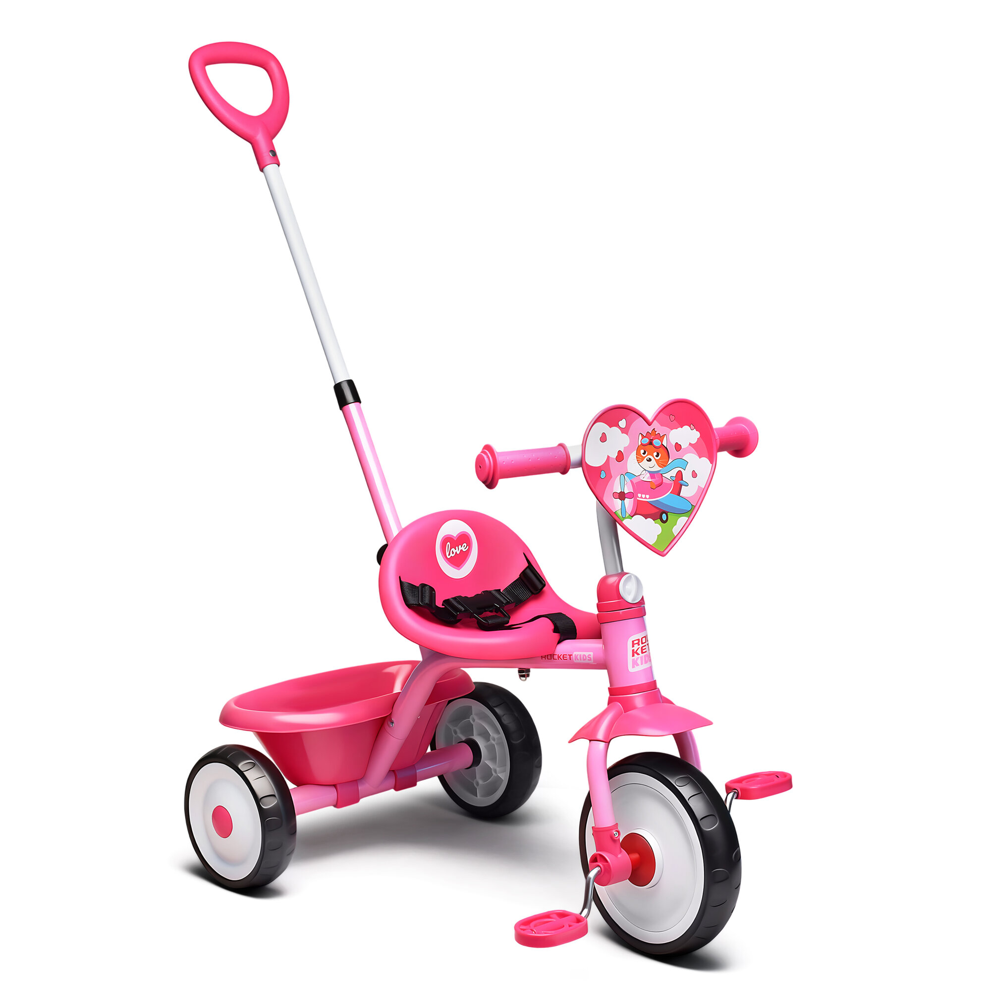 Велосипед трехколесный Rocket 138-PK, колеса EVA 10"/8", цвет розовый