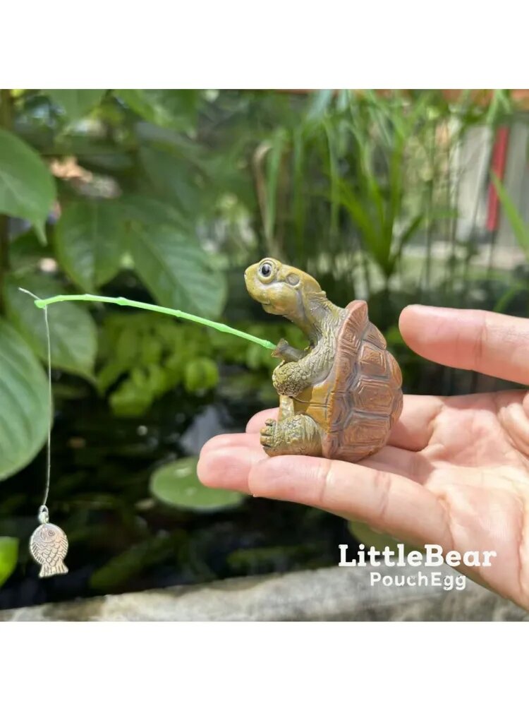 Статуэтка для интерьера, Забавная черепаха-рыболов с удочкой, 1 шт.