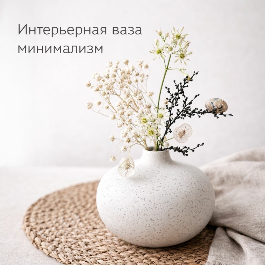 Мини-ваза декоративная из бетона для сухоцветов, интерьерная вазочка 8 см