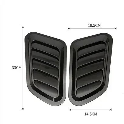 Декоративные воздухозаборники на капот, 2 шт, Black, 33x18.5 см