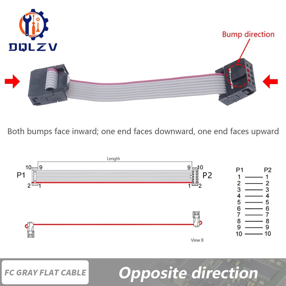 Кабель Jtag Isp DQLZV серый 50см, 2x3Pin 6P, Type A