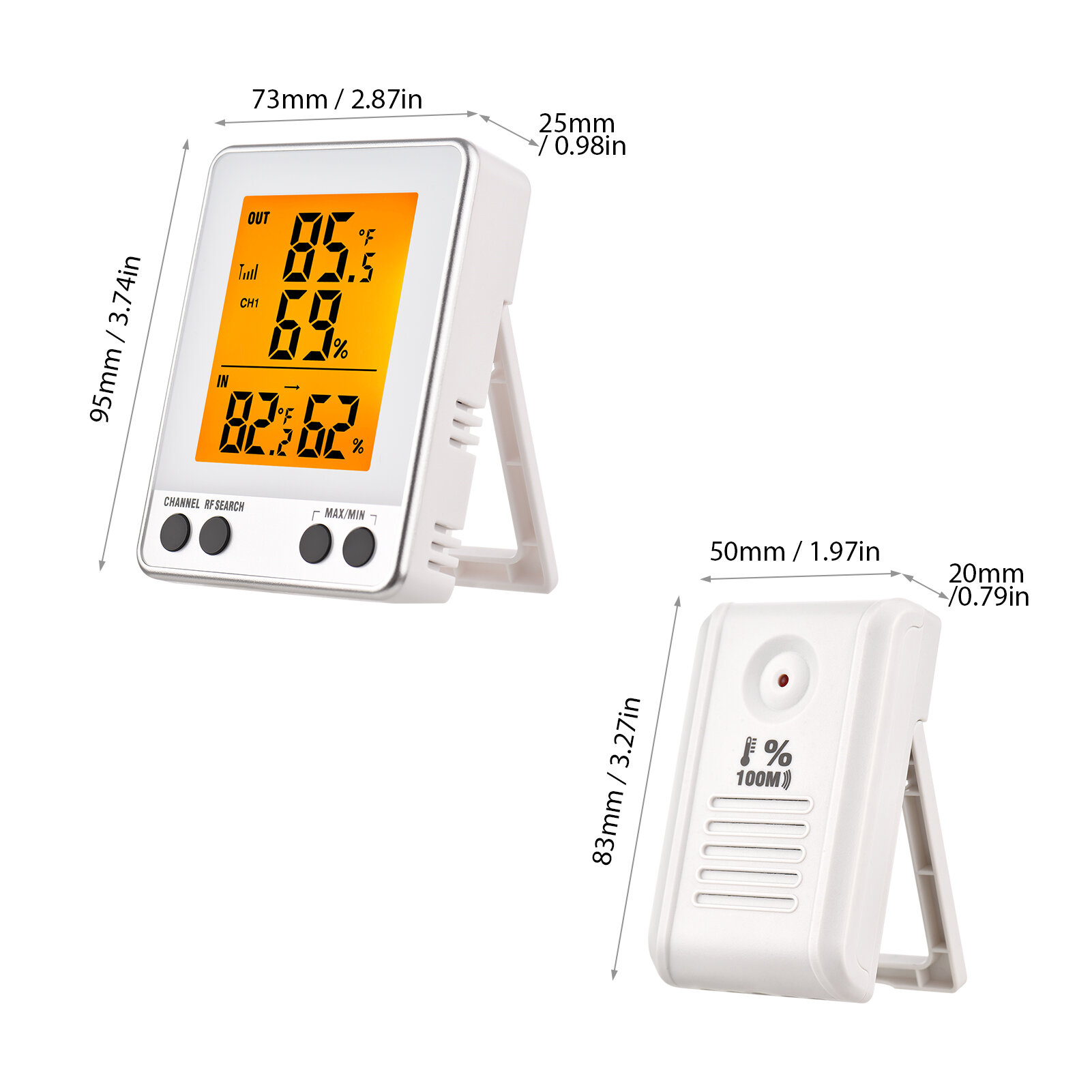 Цифровой термогигрометр с выносным датчиком (100 м), подсветка, мониторинг для дома, офиса, теплиц