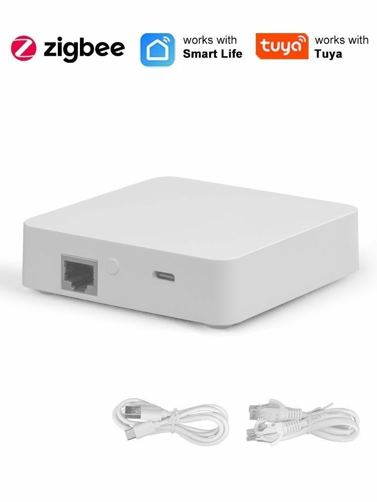 Умный шлюз Zigbee 3.0 проводной для умного дома Локальная автоматизация без интернета Поддержка 128 устройств Отдельное питание Совместим с Tuya/Smart Life