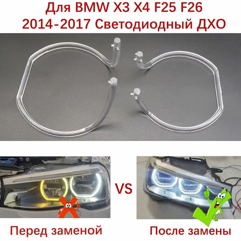 1 Пара. Световод Фары. Для BMW X3 X4 F25 F26 2014-2017 Светодиодный. Автомобильная Фара ДХО Световодная Полоса. Ангельские Глаза. Клещи.