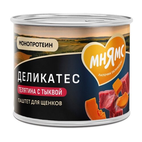 Мнямс Влажный корм Консервы для Щенков всех пород Асадо по-аргентински Телятина с тыквой (цена за упаковку) 200г х 12шт