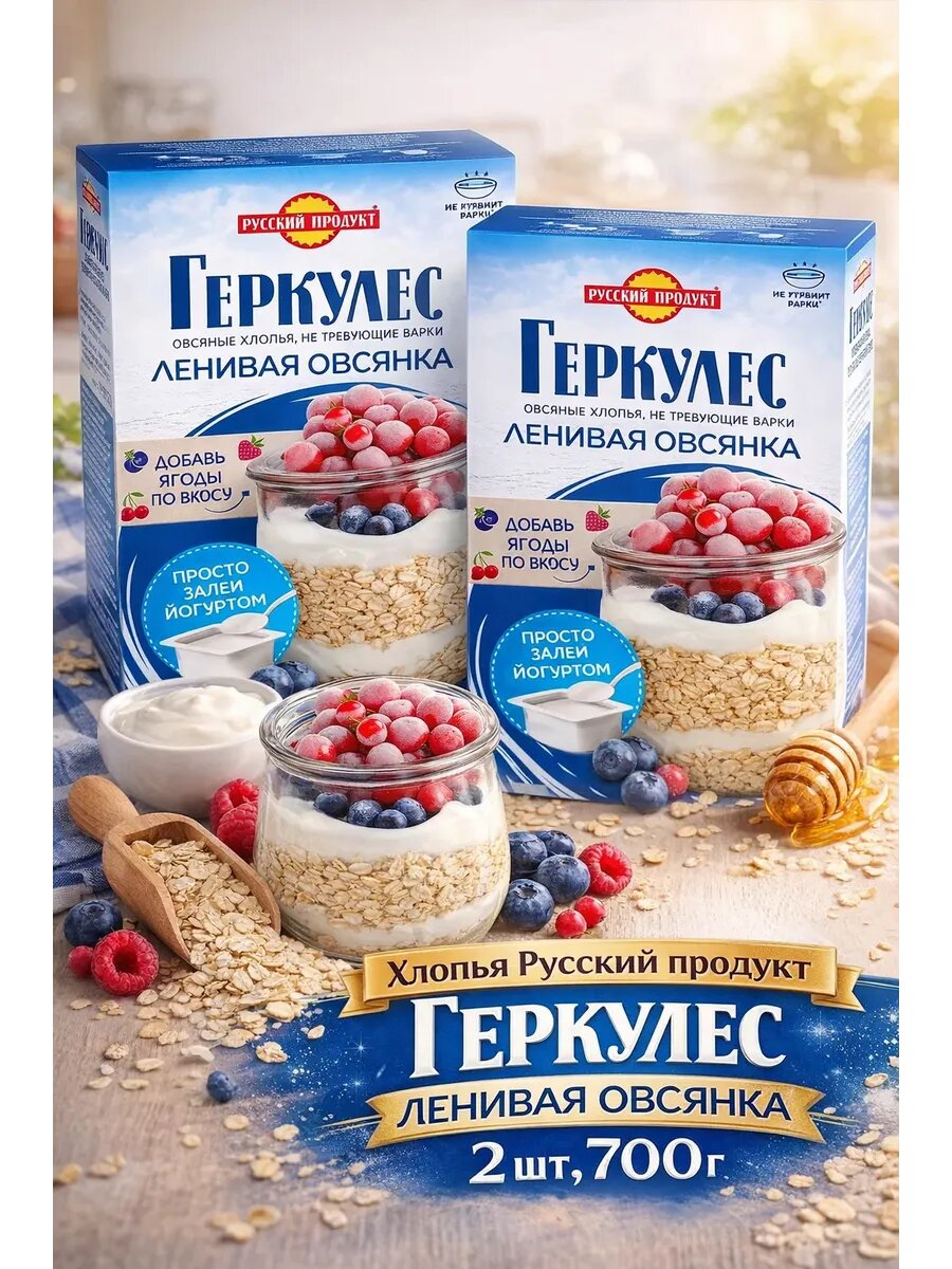 Хлопья Русский продукт геркулес ленивая овсянка, 2 шт, 700г