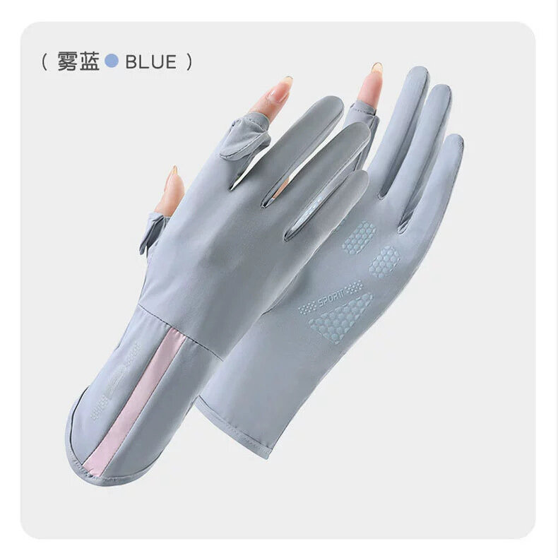 Женские солнцезащитные перчатки, устойчивые к ультрафиолету, подходят для езды на велосипеде, электросамокате и вождения автомобиля, совместимы с сенсорными экранами, средней длины, тонкие летние перчатки из ледяного шелка.