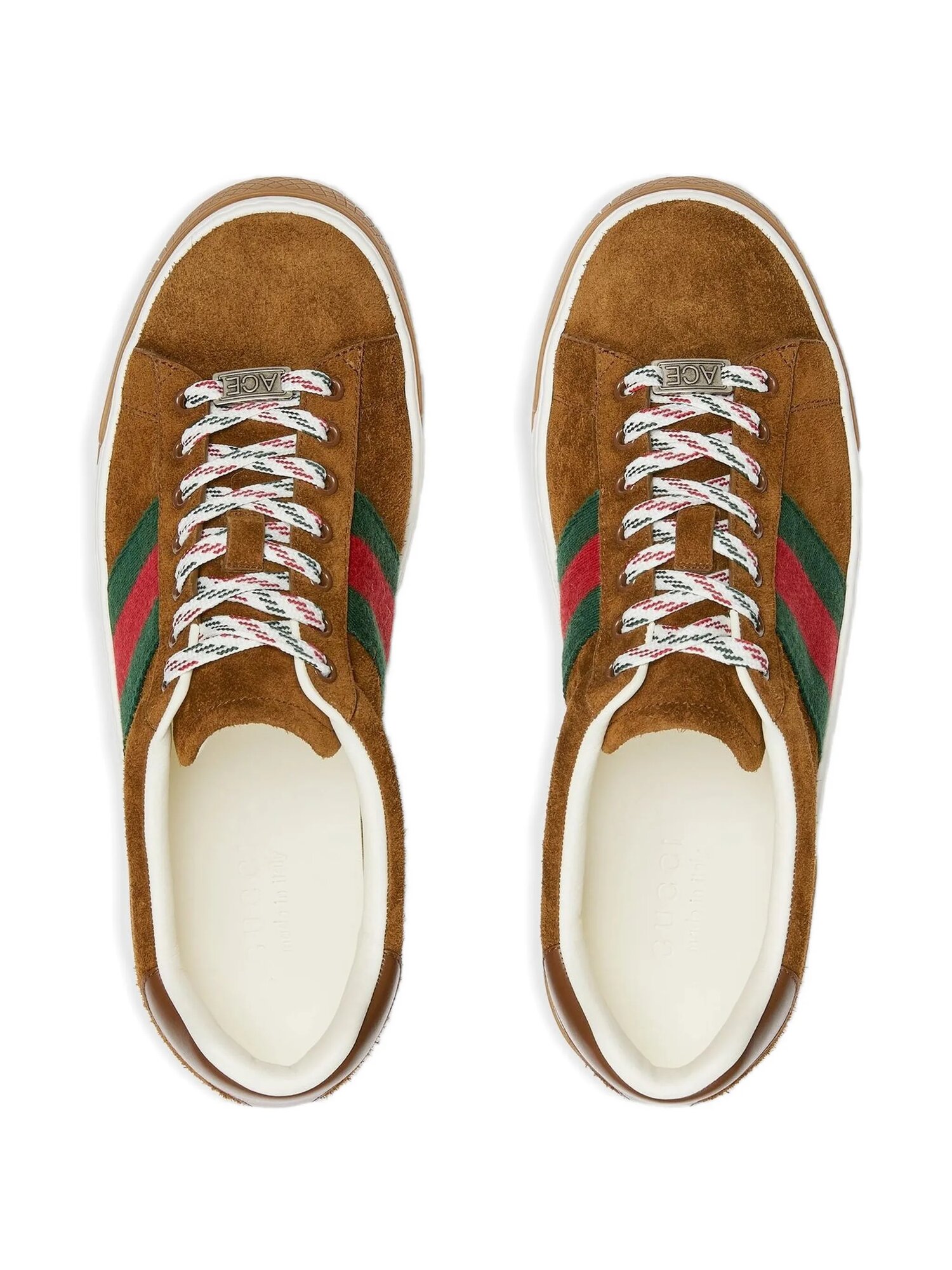 Кроссовки GUCCI Ace Web, размер 8.5, коричневый/серый/оранжевый — фото 1