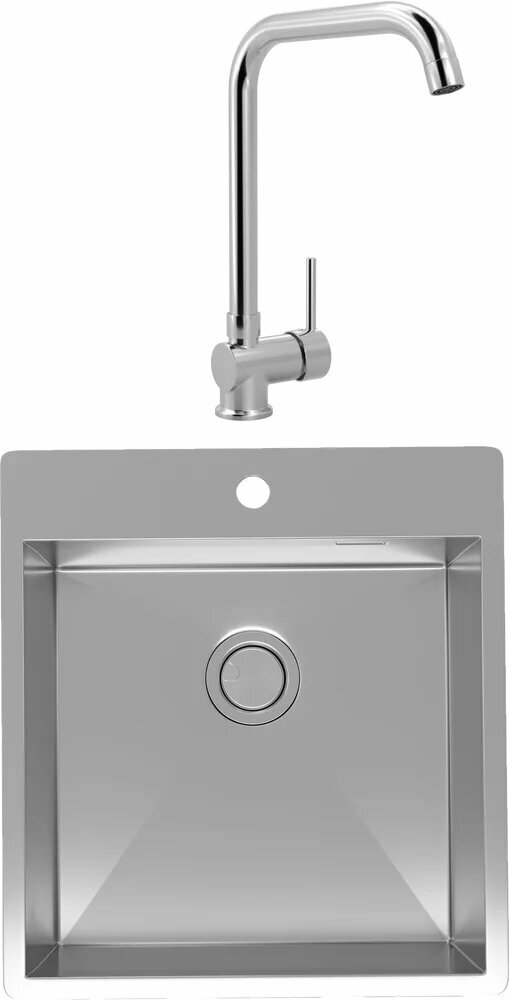 Комплект Мойка Reflexion Iseo RX2246SS, полированная сталь / Смеситель MEGA Didim MG-CM107, хром