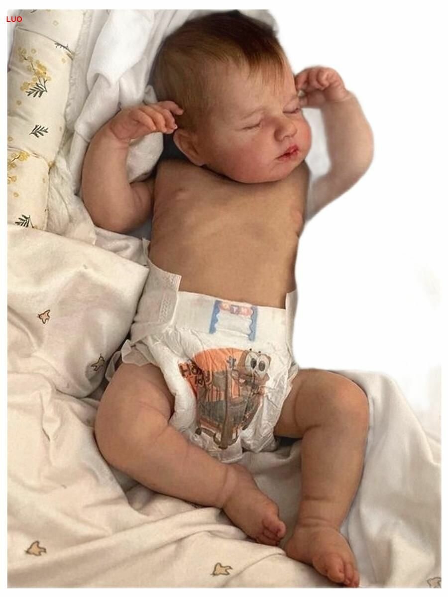 19 дюймов 48 см Новорожденный ребенок Reborn Girl Loulou Кукла Реборн, виниловый корпус