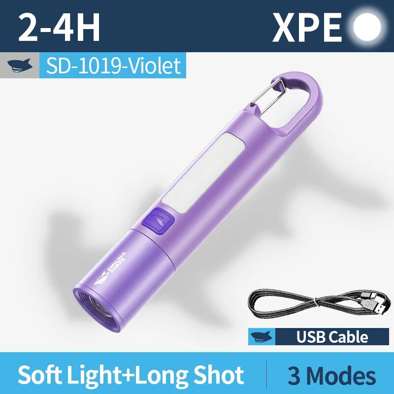 Фонарик перезаряжаемый фиолетовый SD-1019 XPE