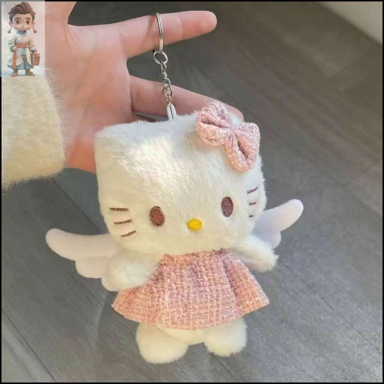 Мягкая игрушка, Мягкий брелок Hello Kitty-ангел в платье со звёздами и крыльями, детская игрушка-кукла на подвеске