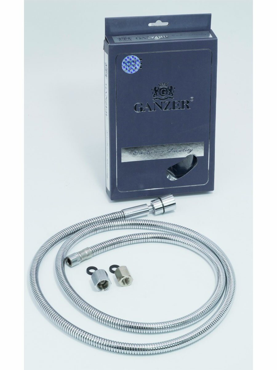 Шланг для душа GANZER "GZ70200", хромированная металлическая оплетка, длина 200 см