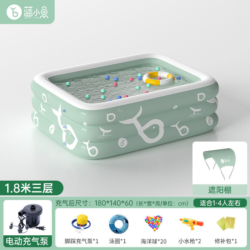 [2026] Надувной уличный бассейн-аквапарк для детей, игровой бассейн, пляжный бассейн с навесом от солнца