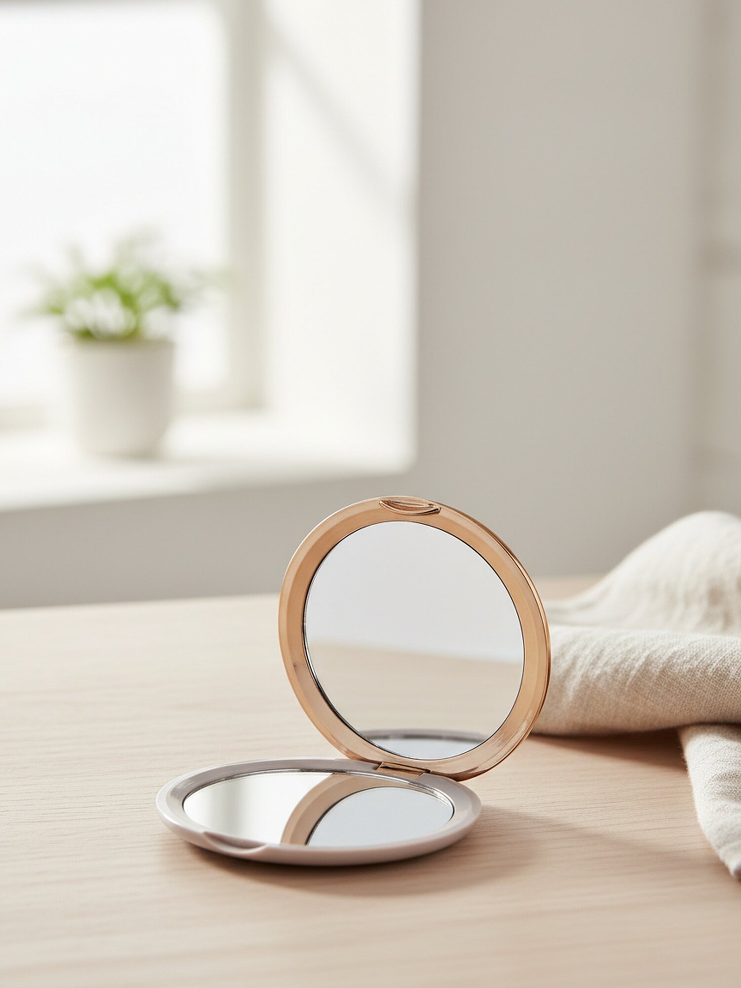 Зеркало карманное круглое 9 см, косметическое складное для макияжа, компактный аксессуар в сумку, Y4-11503