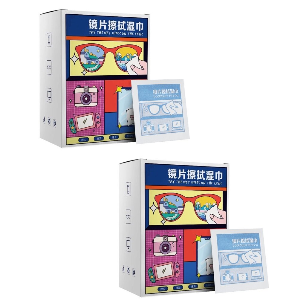 200 упаковок салфеток для чистки линз. Одноразовые салфетки для всех линз, очков и экранов.