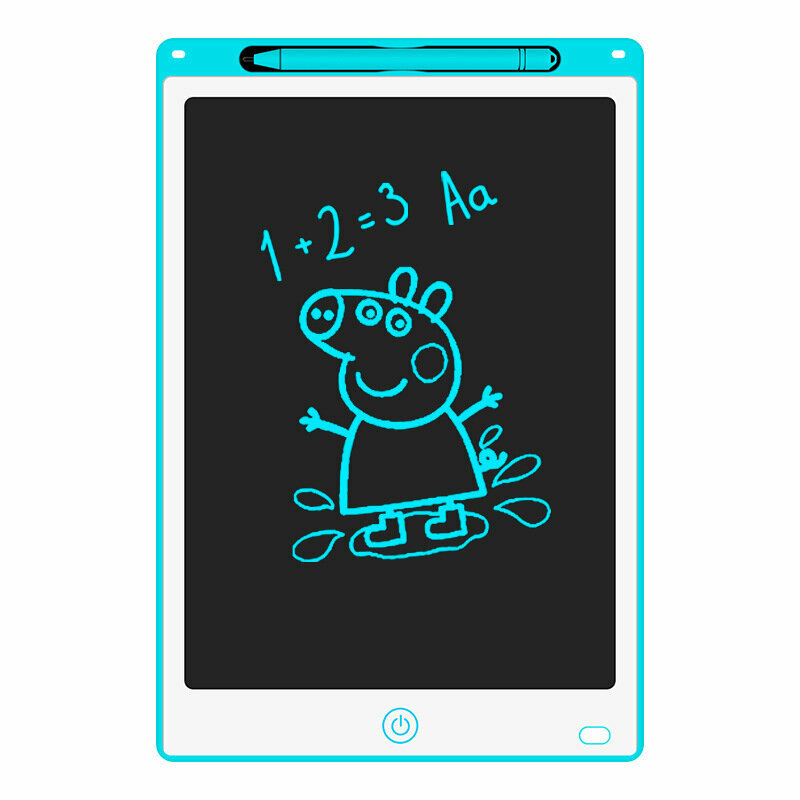 12-дюймовая LCD-доска для рисования для детей, перо монохромное, бирюзовый цвет, стираемая доска