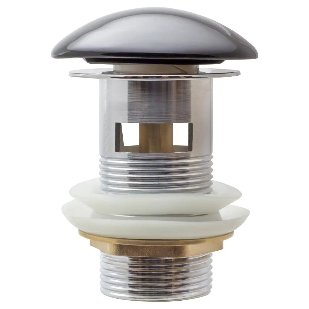 Выпуск-донный клапан для умывальника 1 1/4", клик-клак, с переливом (черная керамическая крышка), MasterProf ИС.110490