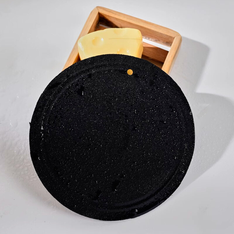 Черная скраб-перчатка без ремешка, круглая эксфолиирующая губка для очищения тела