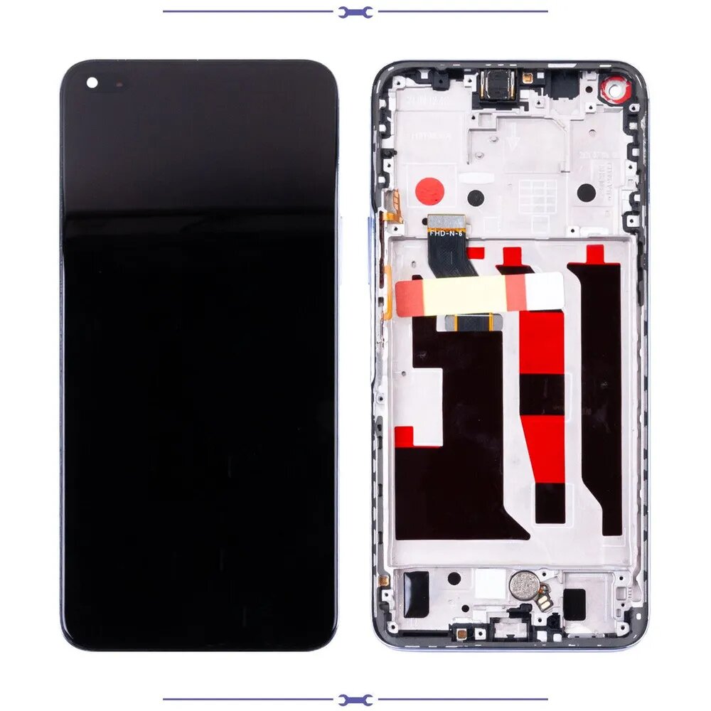 Дисплей для Huawei Honor 50 Lite/Nova 8i (NTN-LX1/NEN-LX1) модуль с рамкой Серебро - Premium